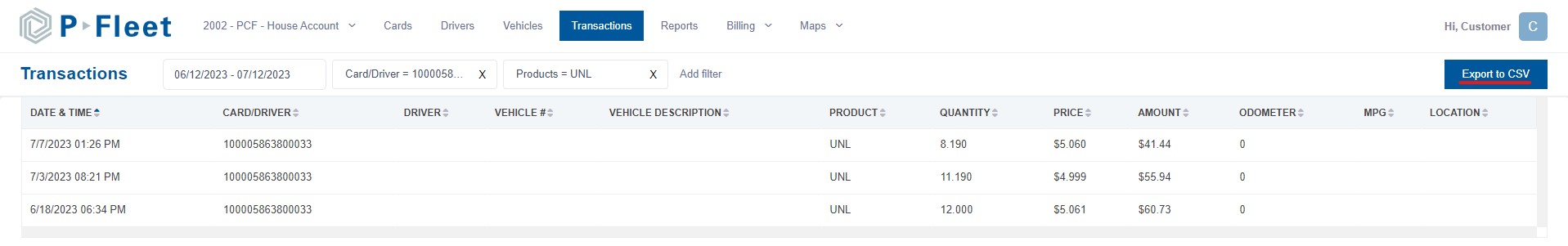 View/Download Transactions – Pfleet