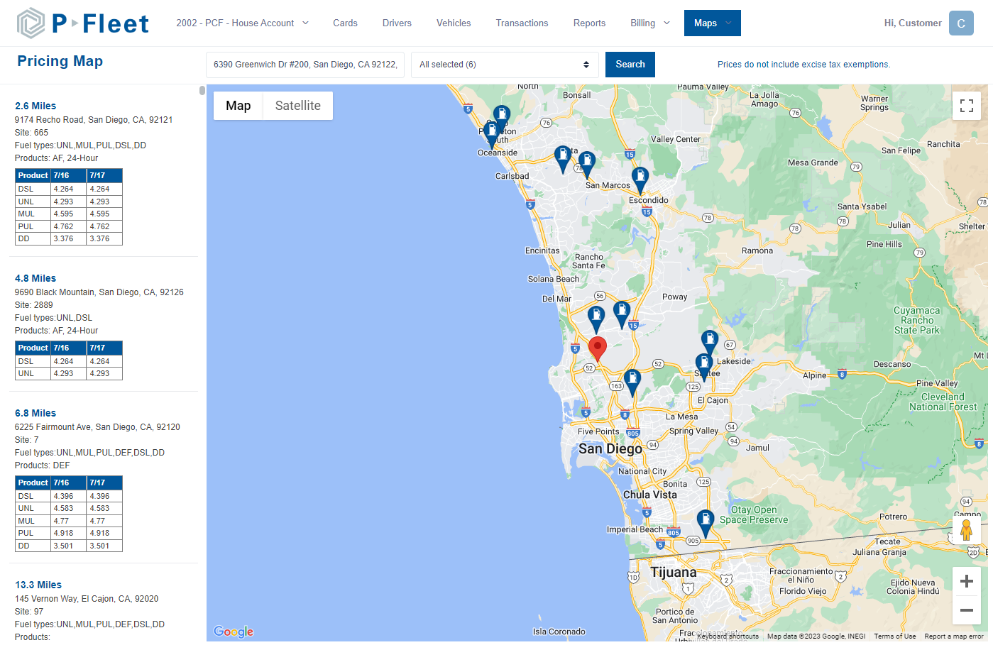 View Pricing Map – Pfleet