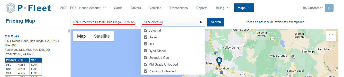 View Pricing Map – Pfleet