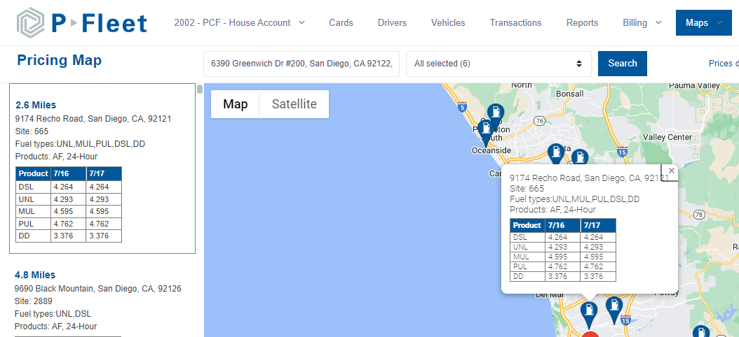 View Pricing Map – Pfleet