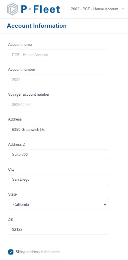 Change Company Address – Pfleet