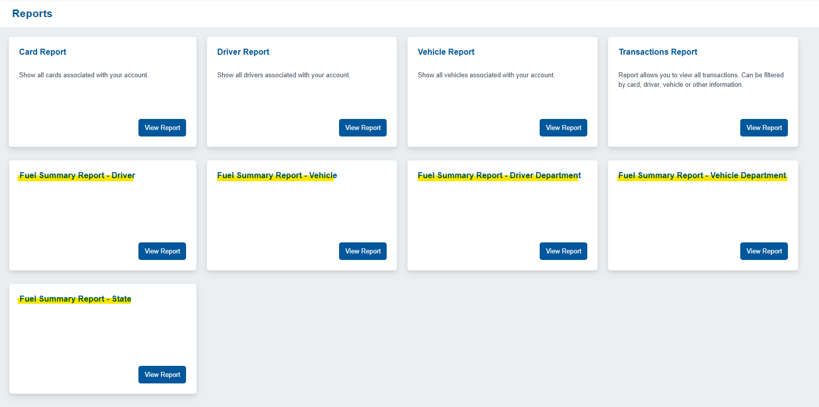 Fuel Summary Reports – Pfleet