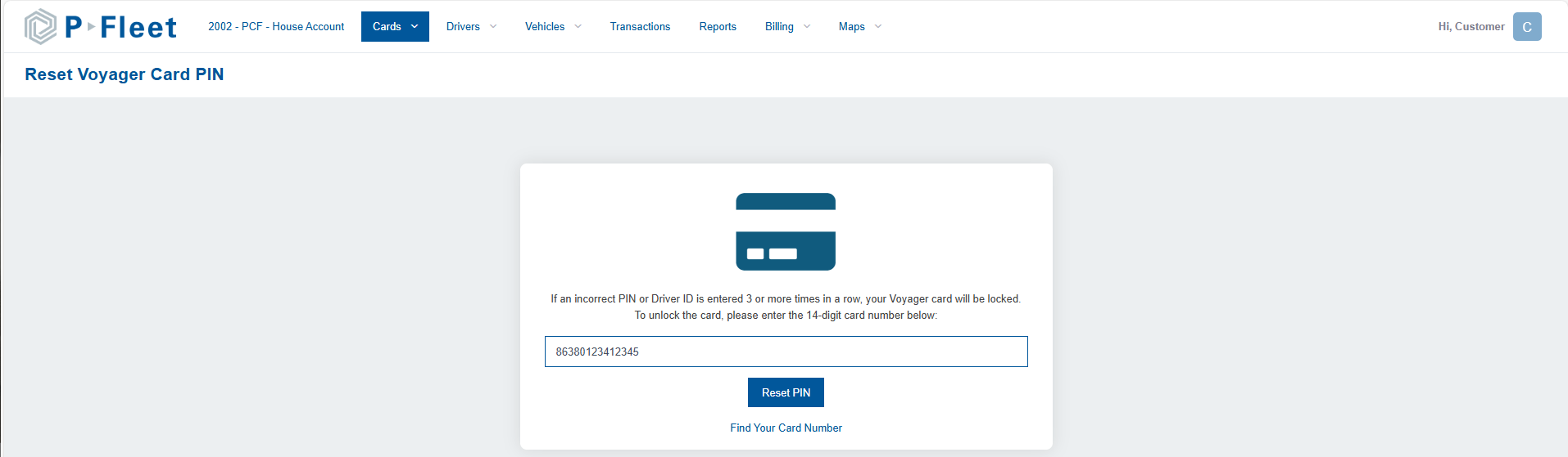 Reset Voyager Card PIN – Pfleet